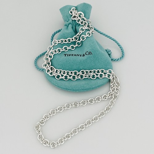 24" Tiffany & Co Large Round Link Rolo Chain Necklace Mens Unisex | eBay