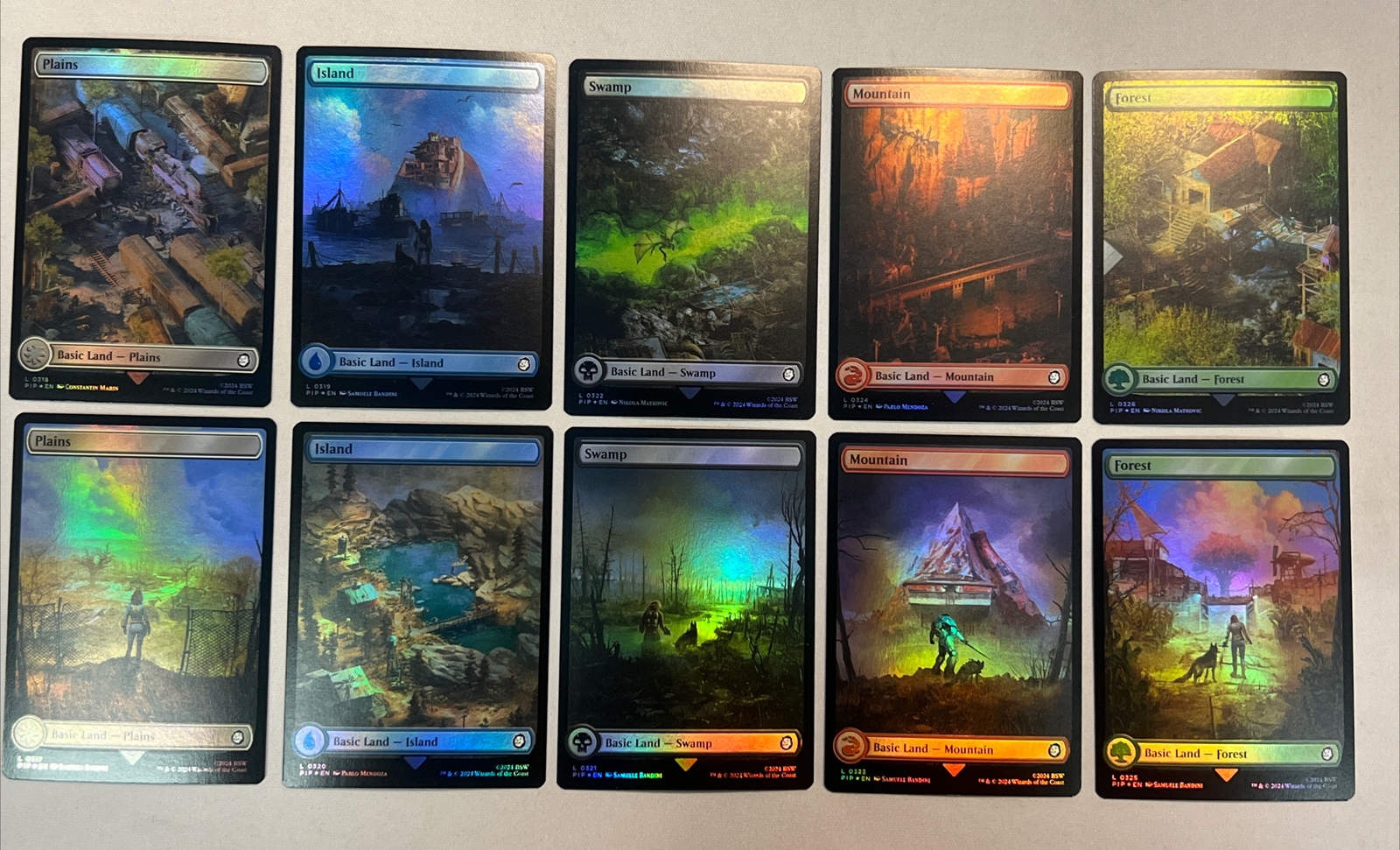 Fallout Basic Lands FOIL Complete Set 10 Cards Full Art Land PIP MTG M ...