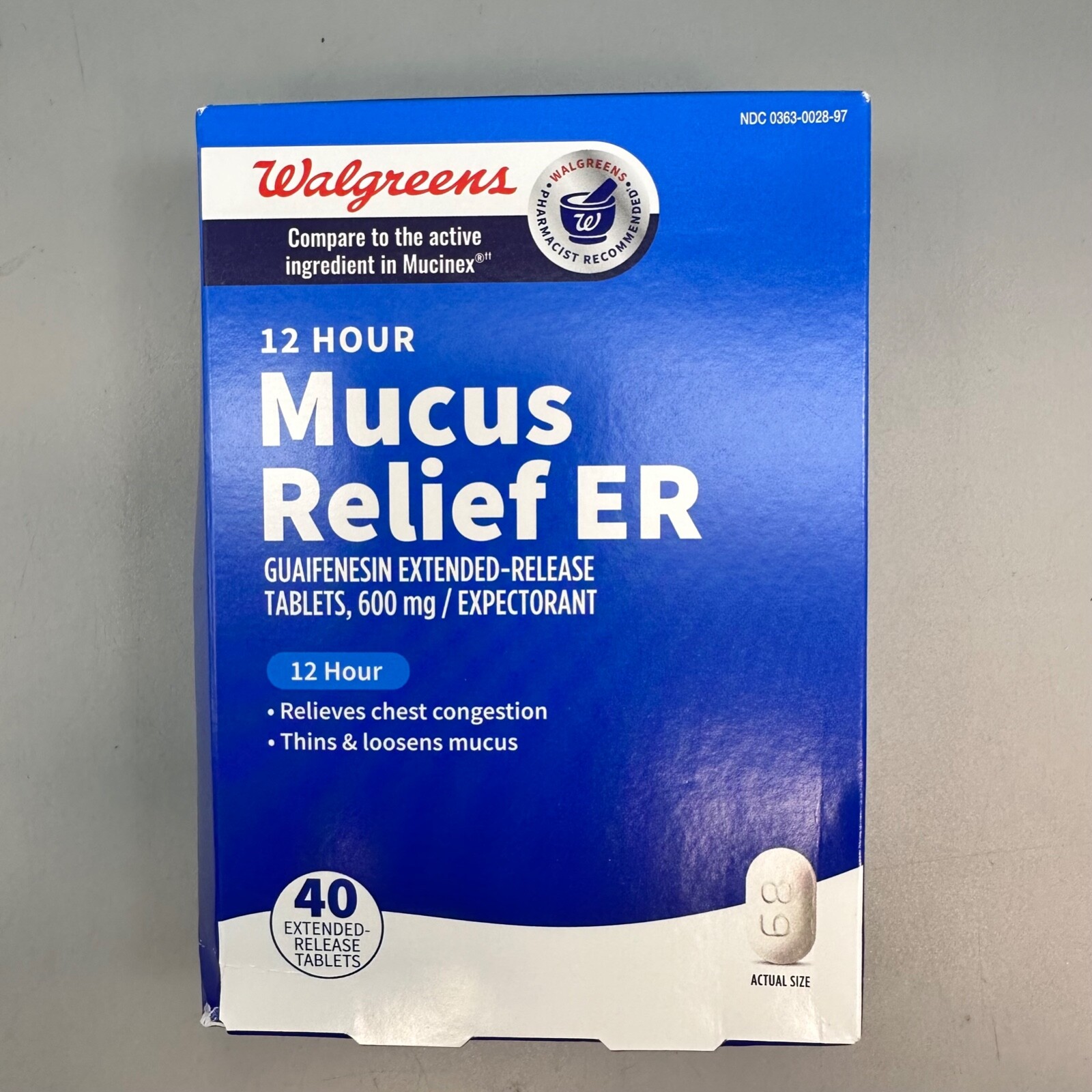 Walgreens Mucus Congestion Relief ER 600 mg 12 Hour 2PK x 40 Tablets Exp 5/25+ | eBay
