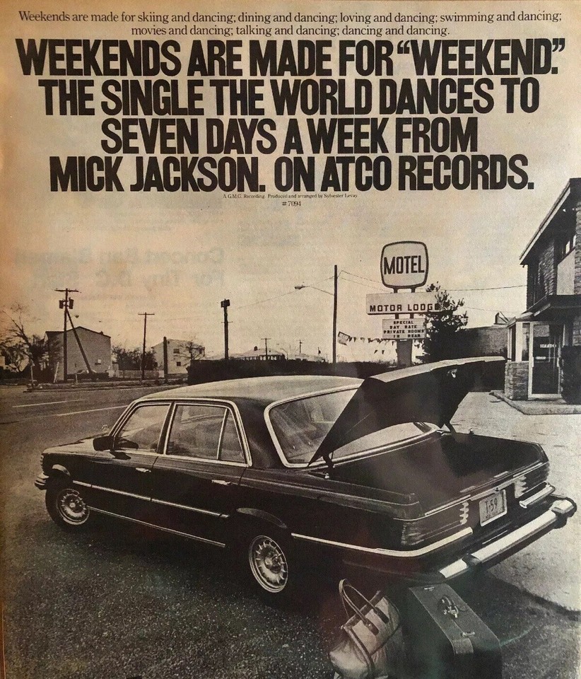 1978 MICK JACKSON “Weekend” Song Promo Print Ad Black & White (MH212 ...