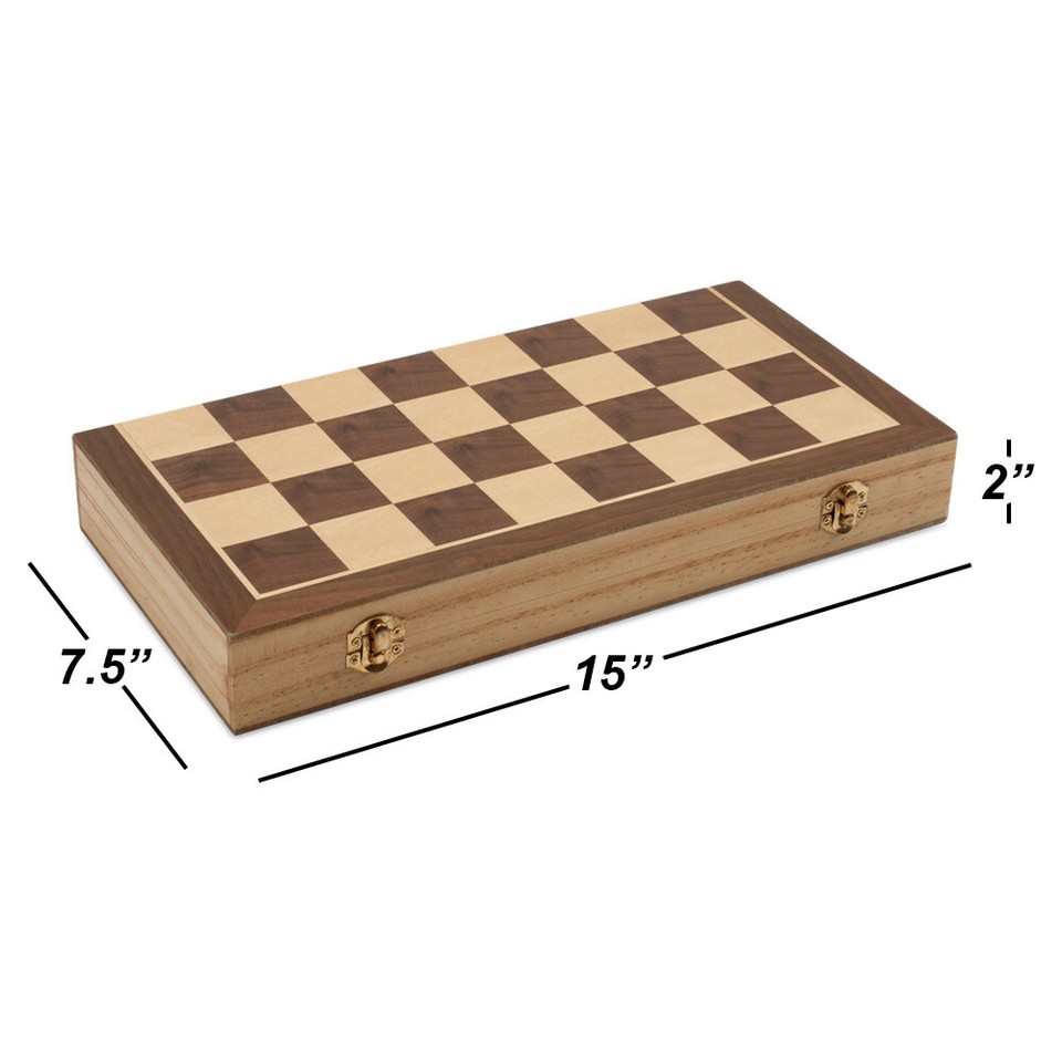 15" Large Folding Chess Set. Wooden Magnetic Chess Board Game with ...