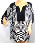 Unique Spectrum Women Plus Size 1x 2x 3x Black White Boho Chiffon Top ...