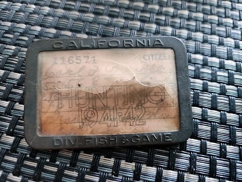 California Fish And Game License 1941-42 Vintage Metal Frame | eBay