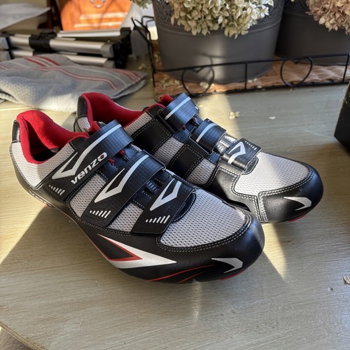 Venzo MX Black / Red/ Gray Mens 3 Strap Cycling Shoes Size 10.5 US ...