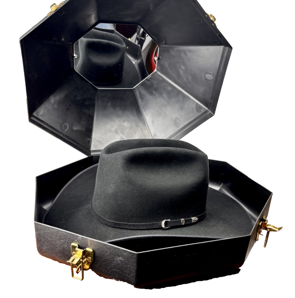 M.L. Leddys Men's Leddy Oxbow Cowboy hat size 7 5/8 with black carrying ...