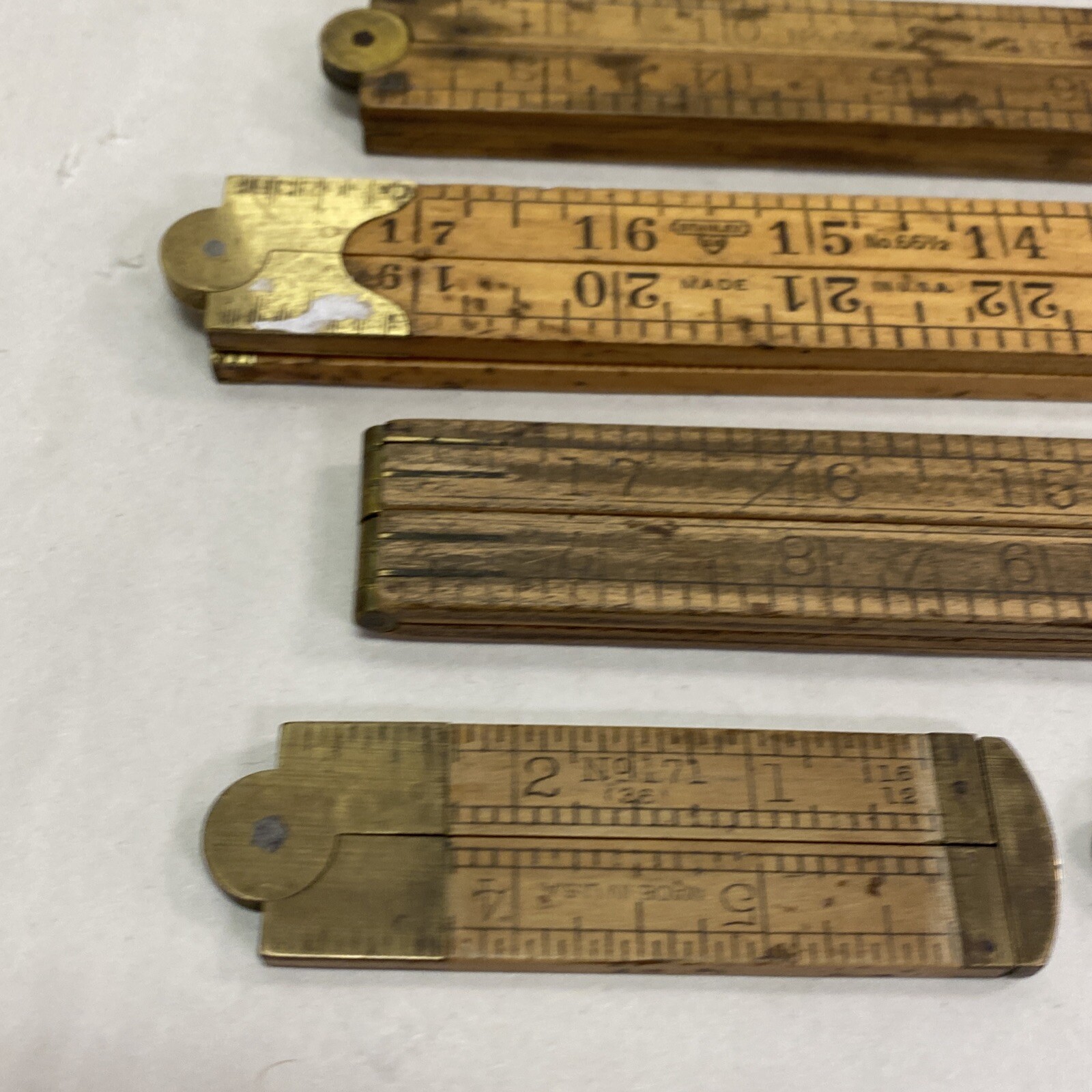 Six Diff Stanley Lufkin Boxwood Brass Carpenters Folding Ruler Lot vtg ...