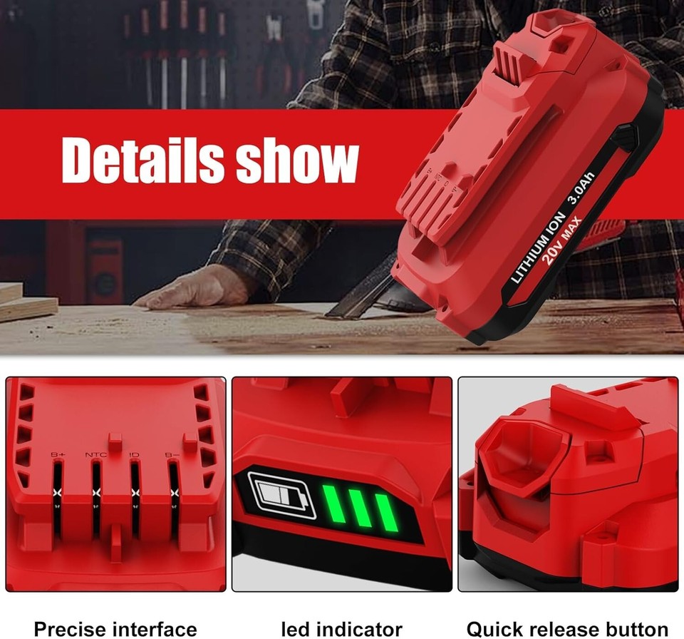 2 PACK For CRAFTSMAN CMCB202 20V 2.0Ah Battery V20 20 Volts Lithium-ion ...