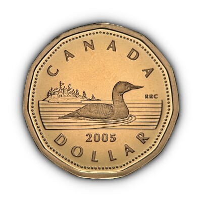 CANADA. 2005, 1 Dollar - QEII, Canadian Loon, Frosted Superb Gem Proof ...