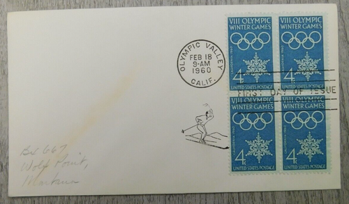 First Day Of Issue VIII Olympic Valley CA Skier FEB 18 1960 Stamp ...