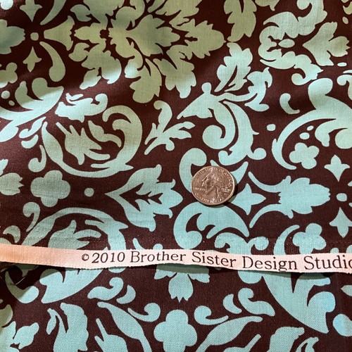 Brother Sister Design Studio 2010 Cotton Fabric Turquoise & Brown 1 ...