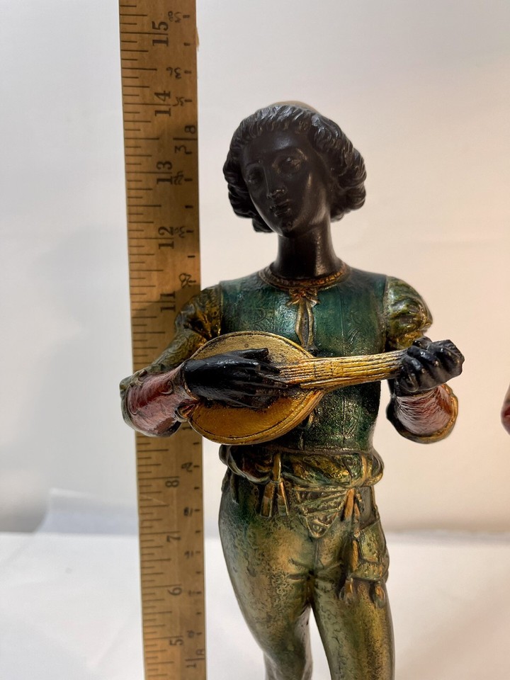Pair Of Renaissance Metal Musicians Sculpture/s. Man. Male. Musical ...