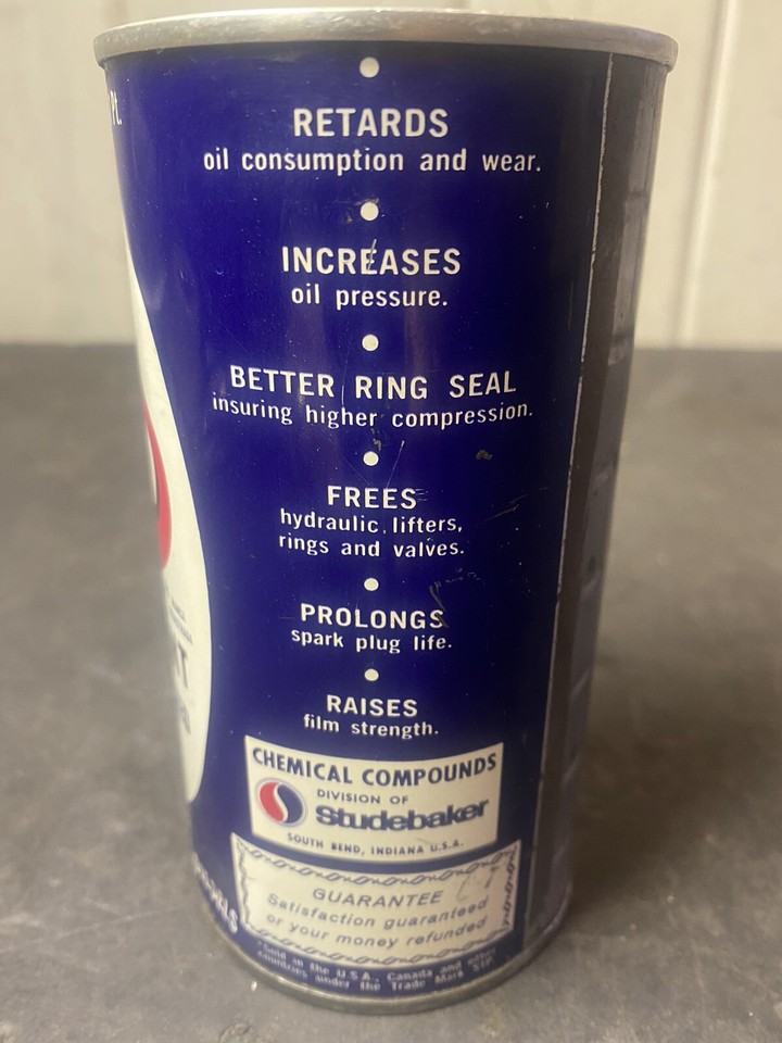 STP OIL TREATMENT 1963 STUDEBAKER CAN,PLASTIC RIVITED PULLTAB,AL TOP ...