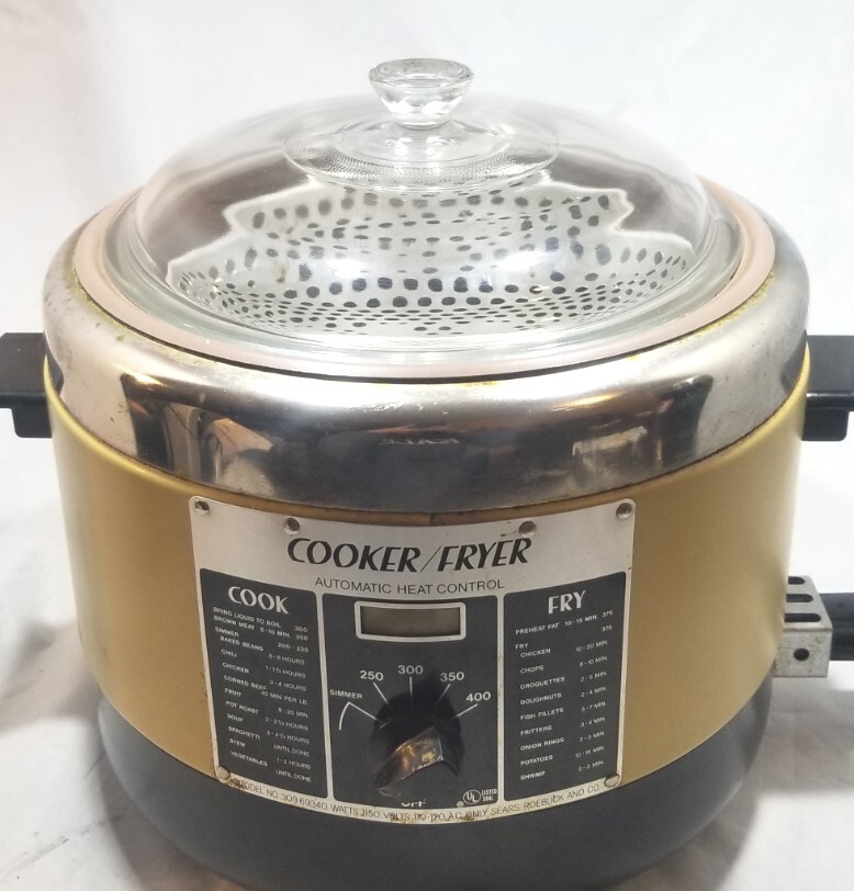Vintage Sears Automatic Electric Cooker-Deep Fryer W/Basket Vanilla ...