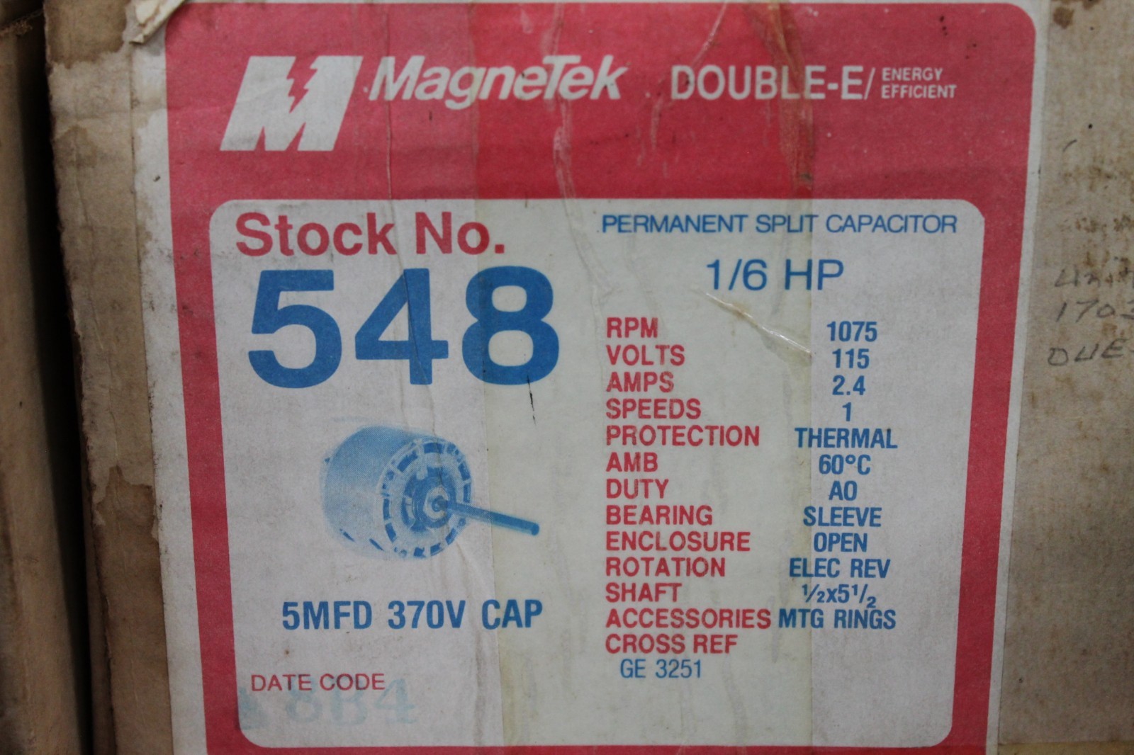 MagneTek Universal Electric Stock# 548 Motor 1/6HP - 115V - 1075RPM | eBay