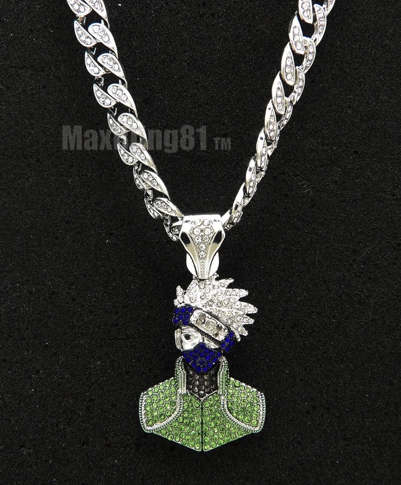 Hip Hop Cubic Zirconia NARUTO Gold Plated Pendant 10mm Iced Cuban Chain ...