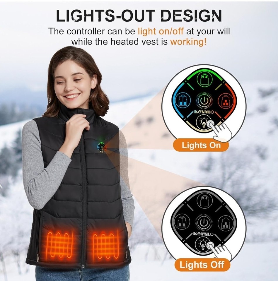 Womens Heated Vest, 4 in 1 Smart Controller, Lights-out Design ...
