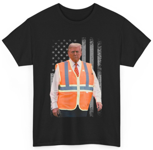President Trump Garbage Truck Worker Vest USA Flag MAGA 2025 T-Shirt | eBay