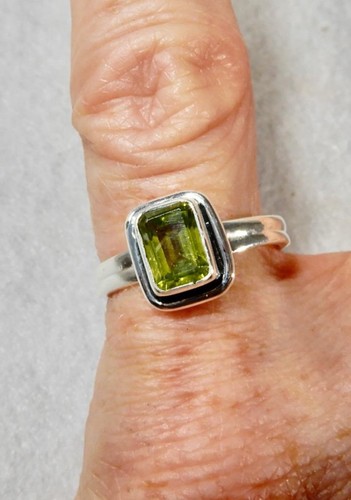 PERIDOT Faceted Rectangle Ring 925 Sterling Silver Size 7 For Love ...