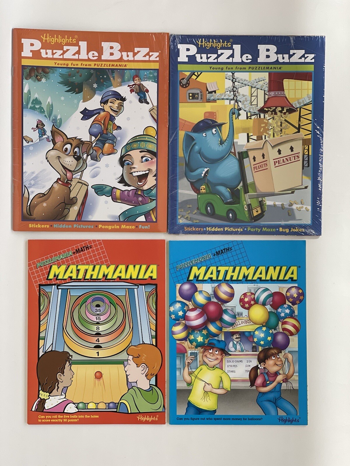 Mathmania Book 1+2 + 2 Puzzle Buzz packs By Highlights NEW ...
