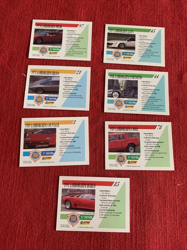 Original Vintage set of 7 LAMBORGHINI trading cards excellent | eBay