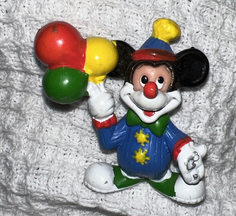 Vintage Disney Miniature Mickey Mouse Clown 2" PVC Figure Applause Cake ...
