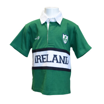 Boys Rugby Polo Green Ireland Panel Short Sleeve Irish Rugby Top with ...