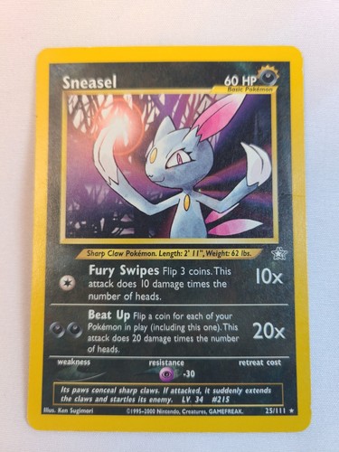 Sneasel 25/111 Rare Neo Genesis Set TCG Pokemon Card LP | eBay