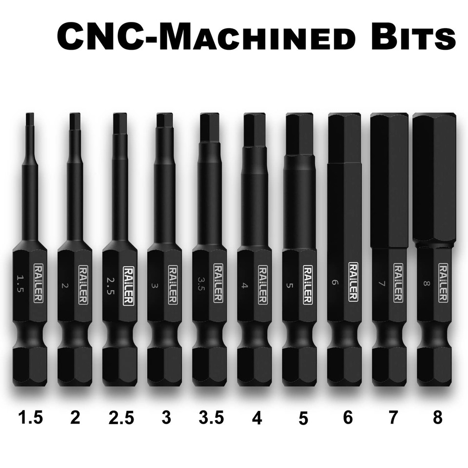 Metric Hex Bit Set, Railer 10-Piece Hex Head Allen Wrench Screwdriver ...