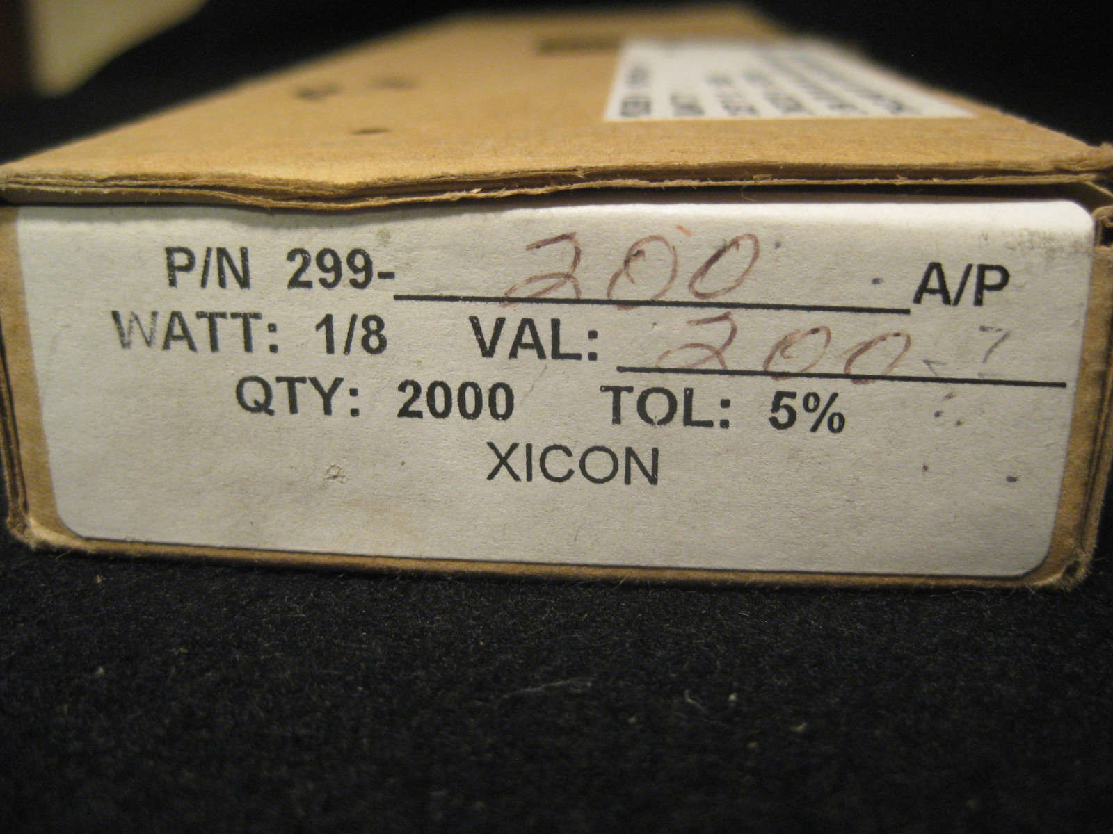 299-200/AP Xicon Carbon Film Resistors 200 ohms 5% 1/8W Lot of +/- 2000 ...