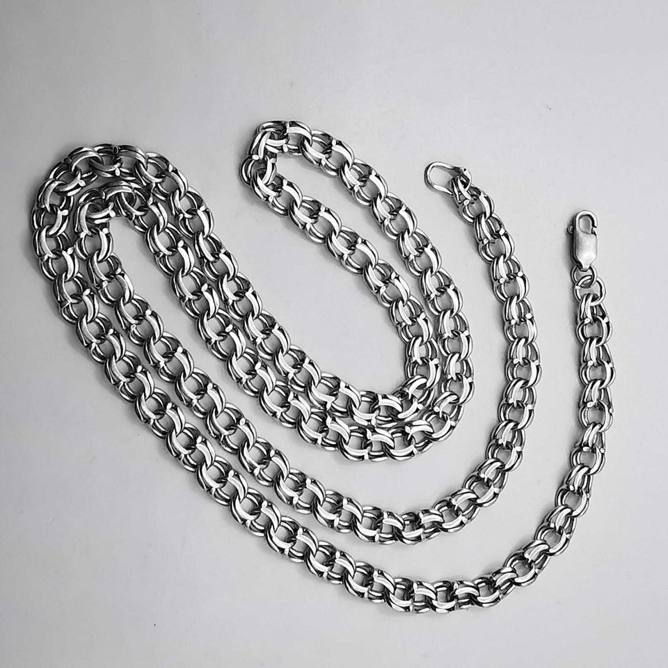 Vintage 925 Sterling Silver 26" Double Cable Chain Necklace 31.92g ...