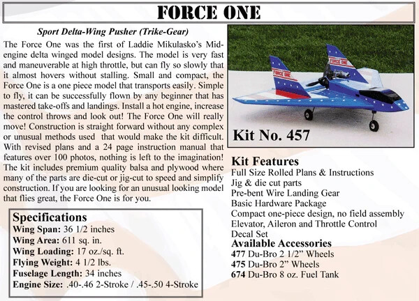 Balsa USA Force One RC Remote Control Balsa Wood Airplane Kit #457 | eBay