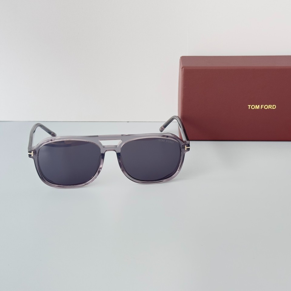 Tom Ford TF1022 Rosco Sunglasses Gray Transparent Frame Gray Lens w ...