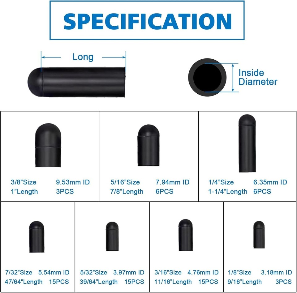 Rubber Vacuum Caps Plug Kit 63 PCS Assorted Vacuum Plugs Hose End Cap ...