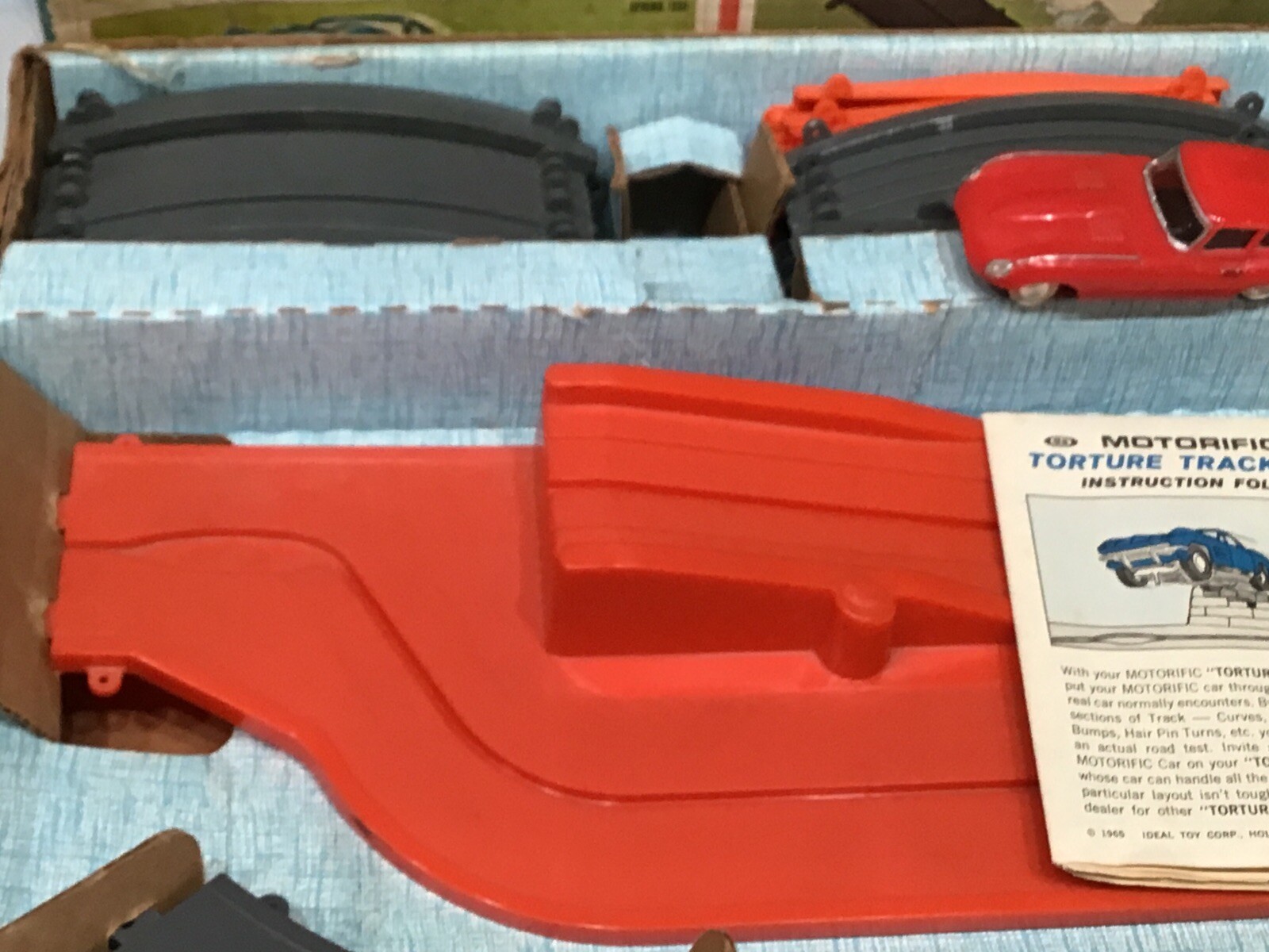 1965 Ideal Motorific Torture Track in box with a Red Jaguar car ...
