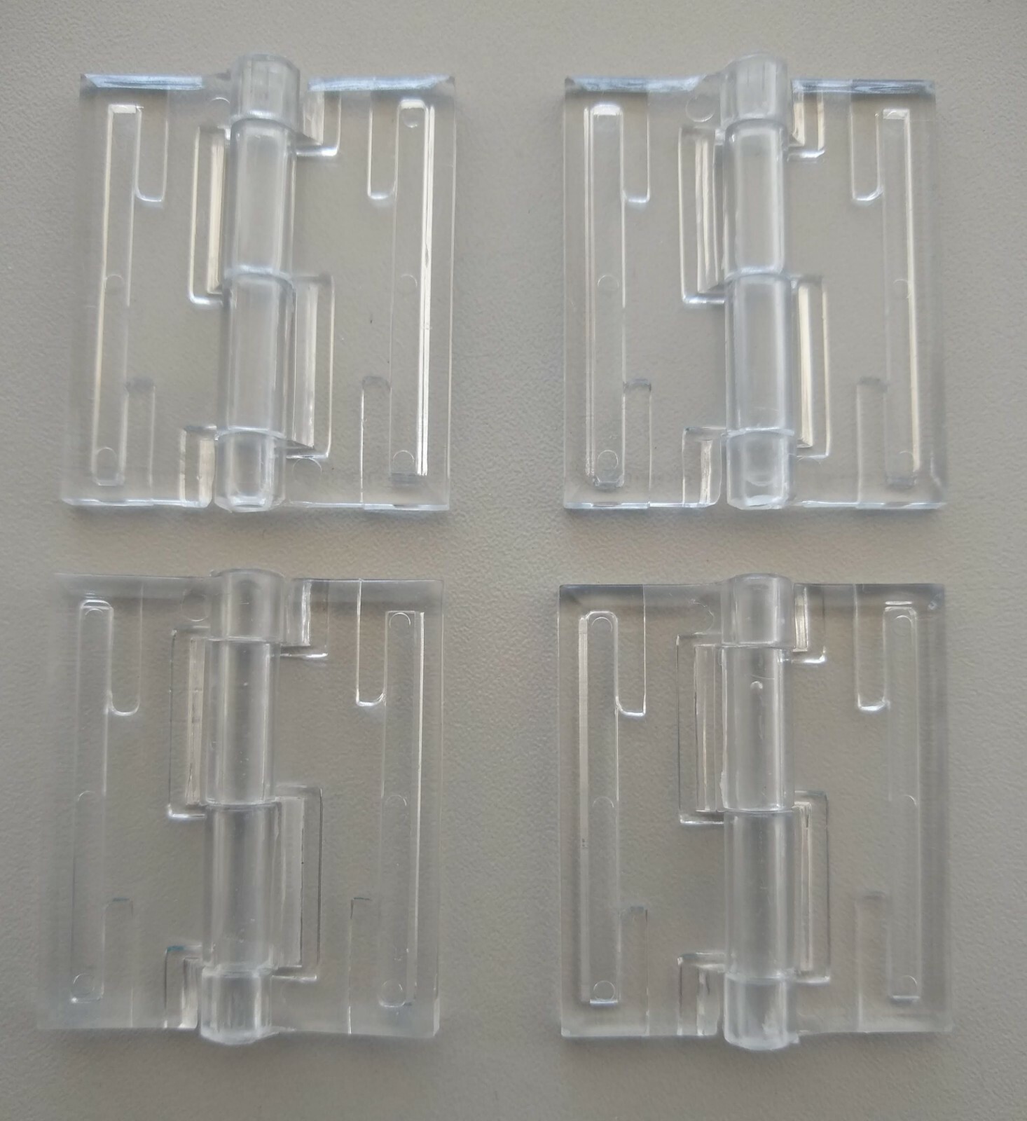 SET of 4 CLEAR ACRYLIC PLASTIC HINGES STRONG PERSPEX HINGE 45 x 39mm ...