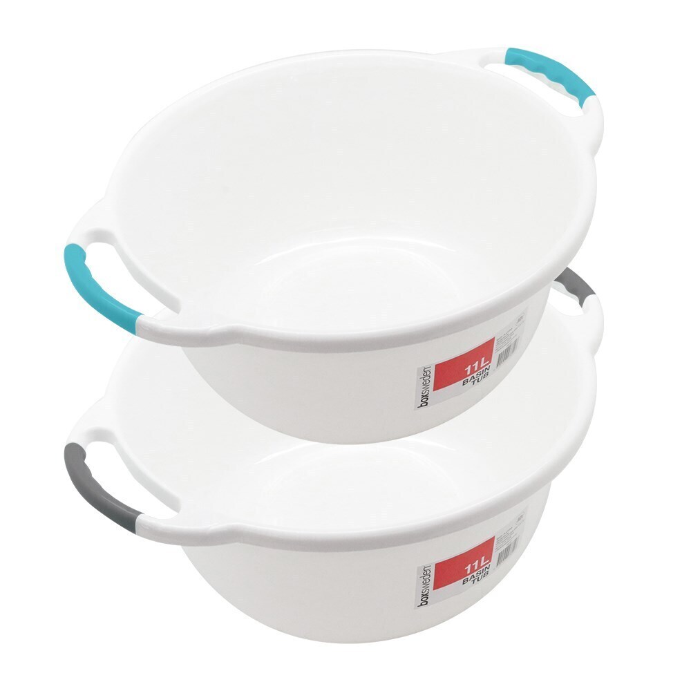 3x Box Sweden 11L Basin Round w/ Handles Bucket Container Washing ...