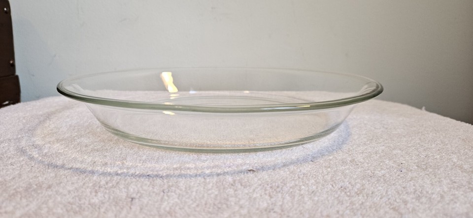 PYREX VTG 9 INCH #209 CLEAR GLASS ROUND FLAT RIM PIE TART PLATE BAKING ...