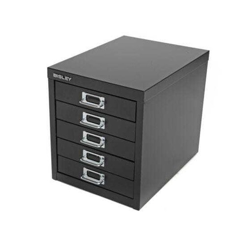 Bisley 5 Drawer Desktop Filing Cabinet Black Office Desk Organiser A4 ...