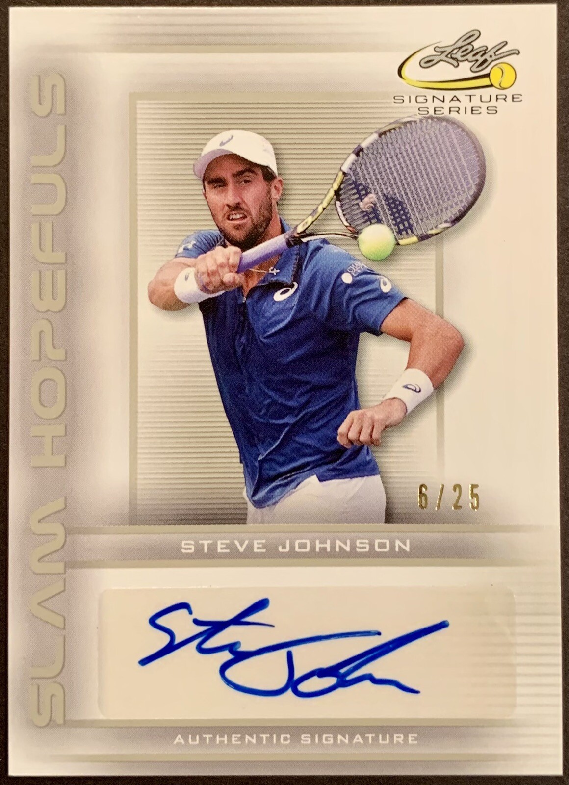 2017 LEAF STEVE JOHNSON @ 6/25 @ AUTO AUTOGRAPH #SH-SJ1 USA GRAND SLAM ...