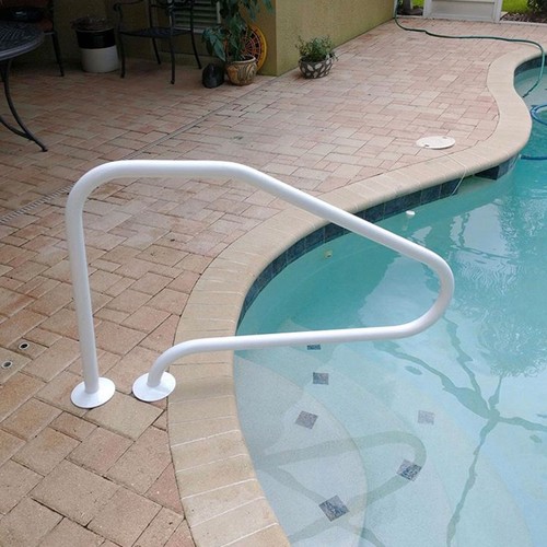 Saftron 48"x32" 4 Bend Figure 4 Metal InGround Pool Return to Deck Rail ...