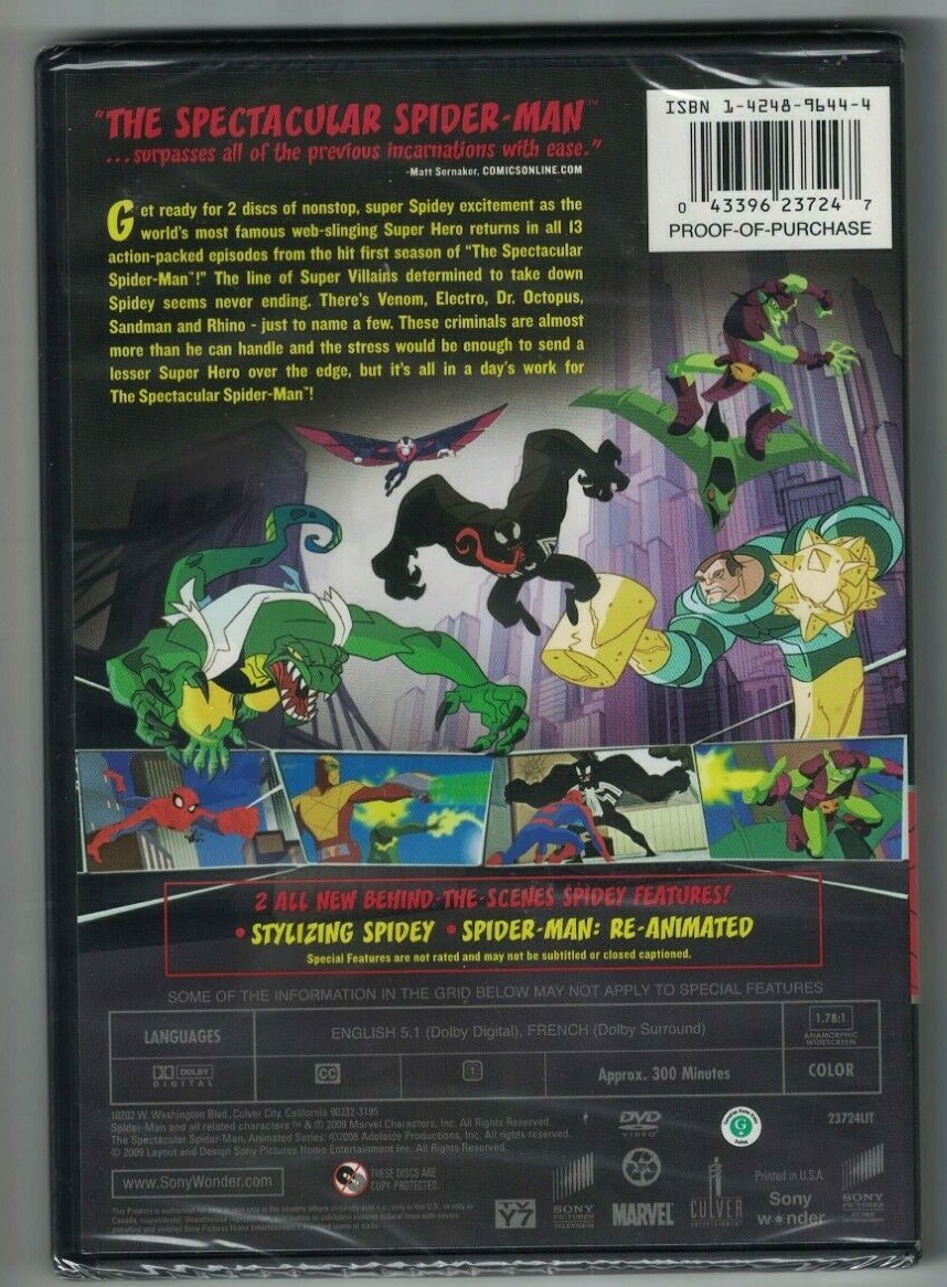 The Spectacular Spider-Man - The Complete First Season (DVD, 2009, 2 ...
