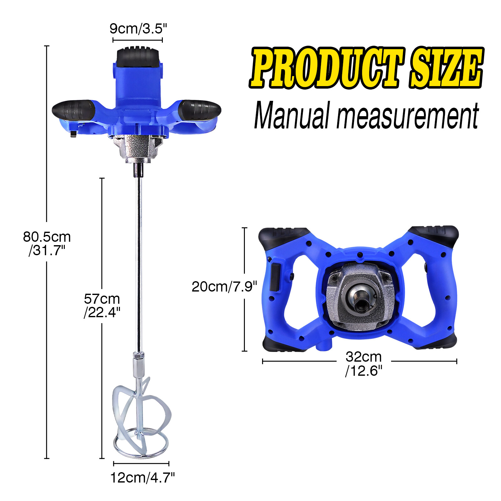 Electric Cement Paddle Mixer 6 Speeds Portable Concrete Mortar Mixing ...