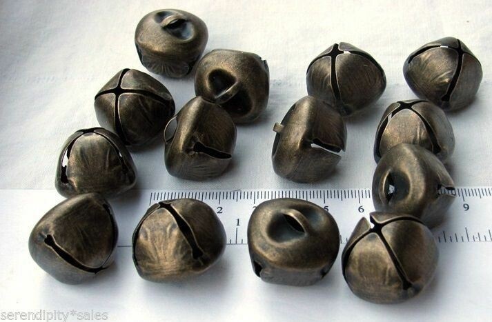 100 Antique BRASS JINGLE BELLS 25mm 1"~ Metal Craft Primitive SteamPunk ...