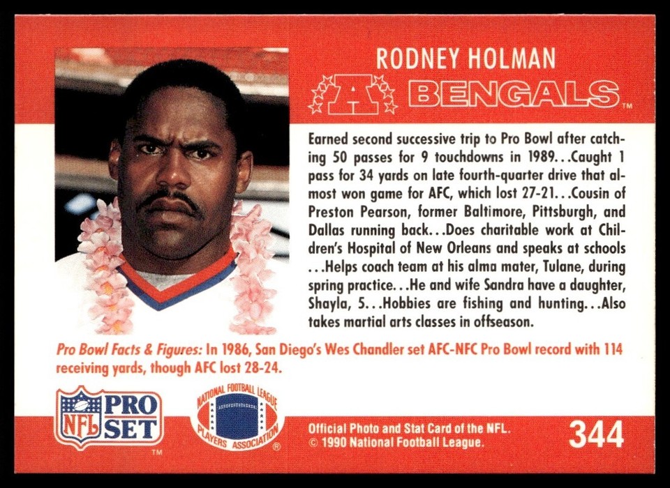 1990 NFL PRO SET RODNEY HOLMAN CINCINNATI BENGALS #344 | eBay