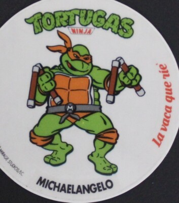 1990 TMNT MICHELANGELO Sticker 6 cm. (2.35") Vintage Laughing Cow Promo ...