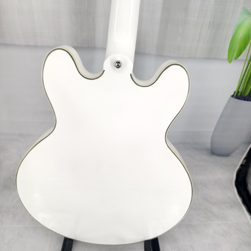 Custom ES-335 Alpine White Semi-Hollow Electric Guitar Chrome Hardware ...