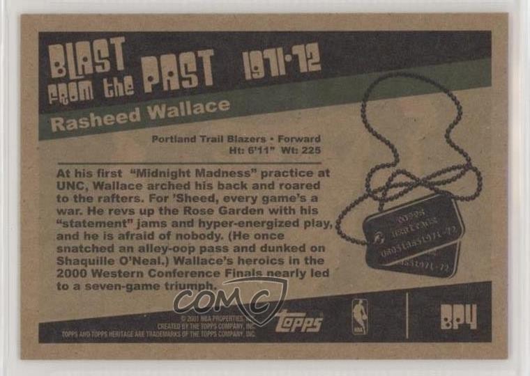 2000-01 Topps Heritage Blast from the Past Rasheed Wallace #BP4 | eBay