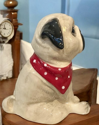 Blue Sky Clayworks Pug Dog Red Bandana 6” Figurine VERY HTF! Auth ...