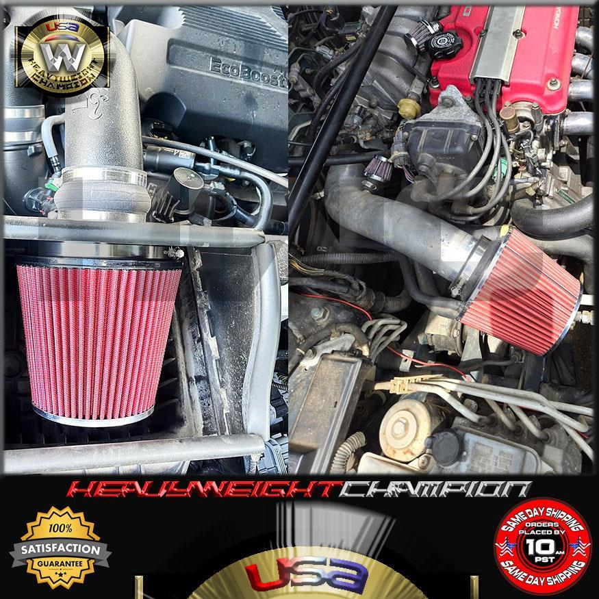 JDM Red 3" in 76mm Cold Air Intake Cone Filter for Short Ram Turbo ...