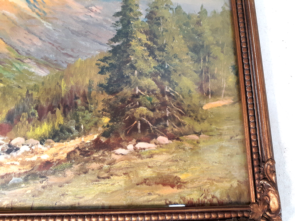 Antique 1920s Nature Scene Lithograph Print, Beautiful Mountain Vista ...